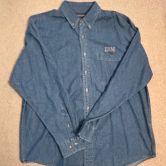 swingster | Shirts | Vintage Ibm Denim Button Up Shirt Gender Neutral L ...